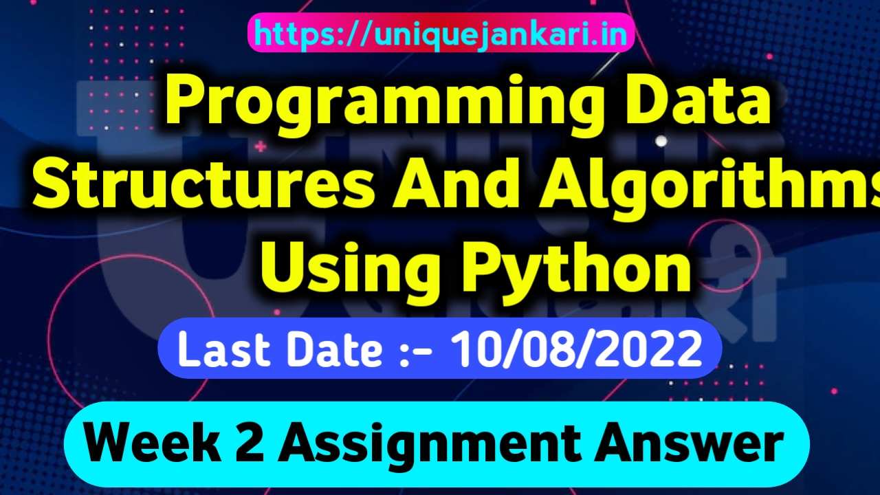 Programming Data Structures And Algorithms Using Python Assignment 2 ...